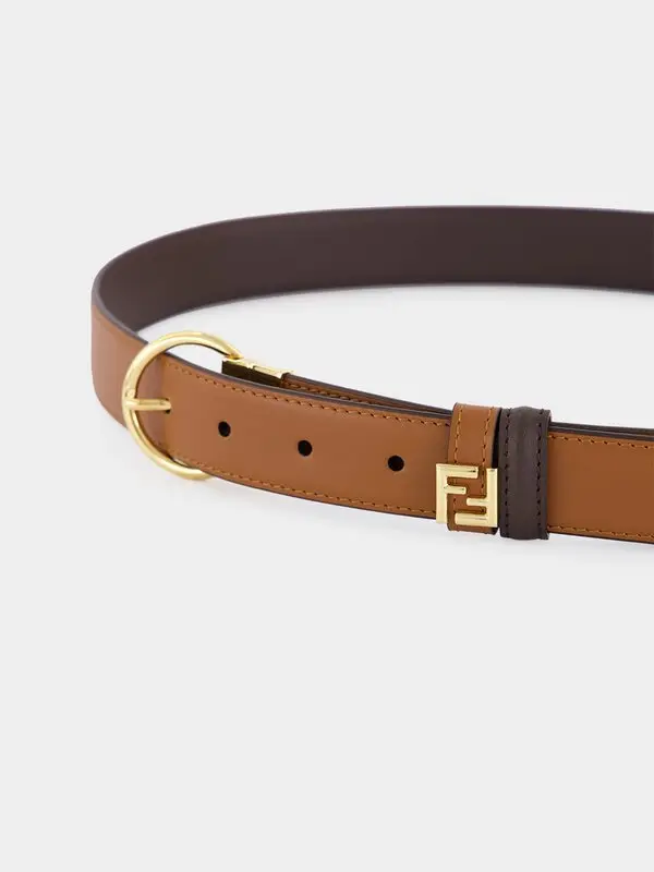 Fendi Sellier And Chocolate Reversible Belt - Brown