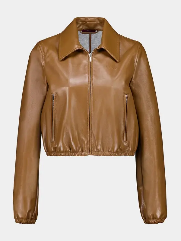 Gucci Honey Biscuit Bomber Jacket In Nappa - Brown