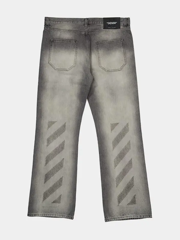 Off-White Sun-faded Relaxed Fit Jeans - Grey