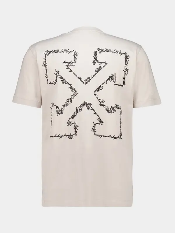 Off-White Pumice Stone Slim Fit Script Arrow T-shirt - Beige