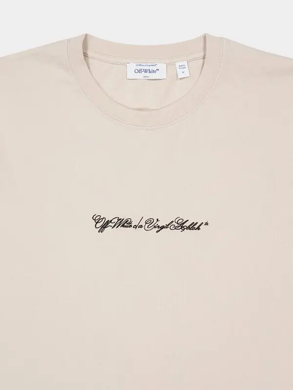 Off-White Pumice Stone Slim Fit Script Arrow T-shirt - Beige