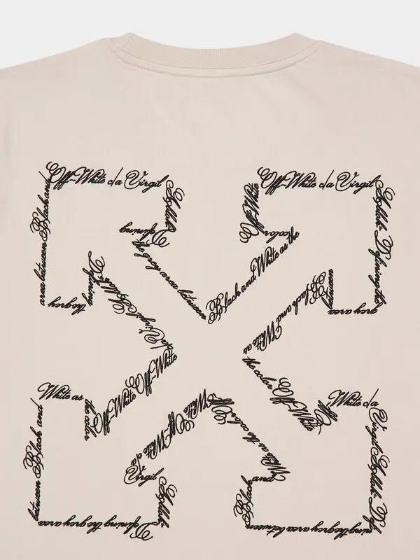 Off-White Pumice Stone Slim Fit Script Arrow T-shirt - Beige