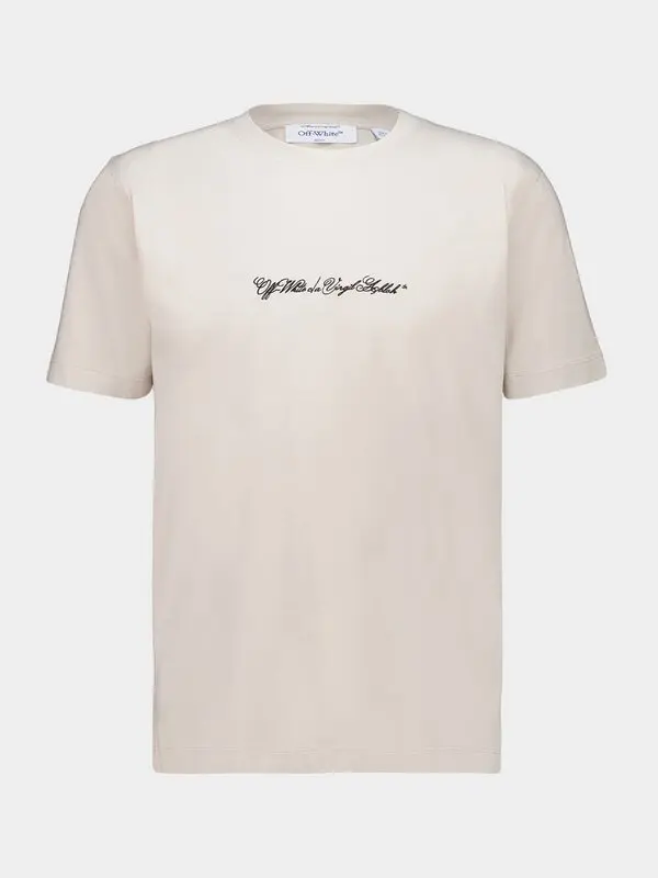Off-White Pumice Stone Slim Fit Script Arrow T-shirt - Beige