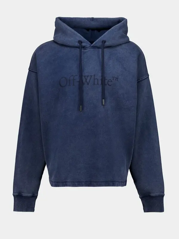 Off-White Hooded Cotton Sweatshirt - Blue