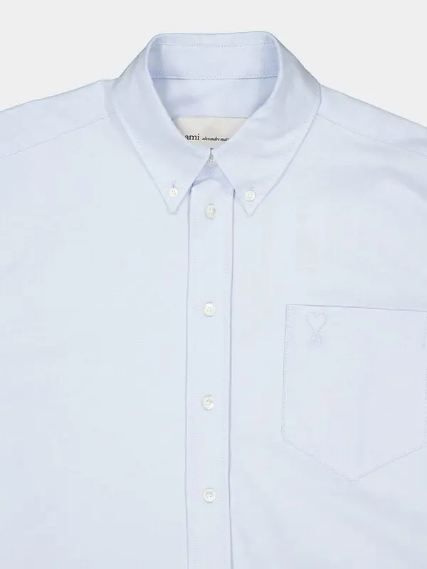 Ami De Coeur Cropped Oxford Shirt - Blue