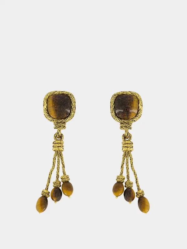AURÉLIE BIDERMANN Tiger Eye Miki Drop Earrings - Brown