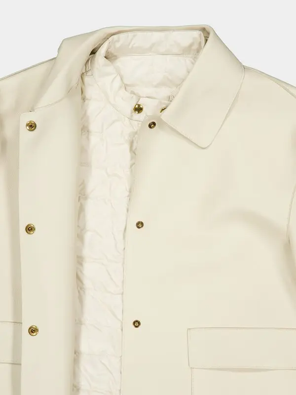 Moncler Haricot 3-in-1 Leather Shirt Jacket - Cream