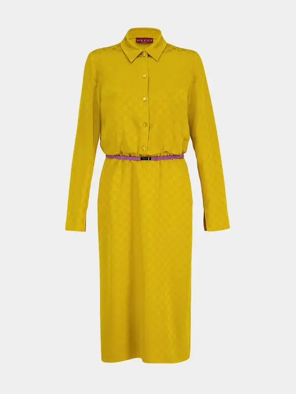 Gucci Gg Viscose Midi Dress - Yellow
