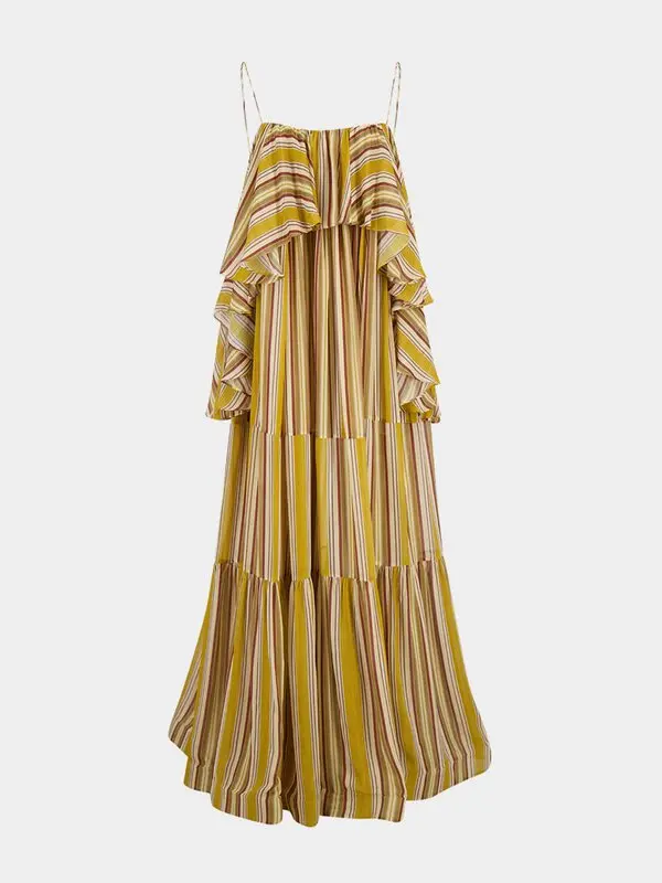 Zimmermann Rebellion Mustard Stripe Maxi Dress - Yellow
