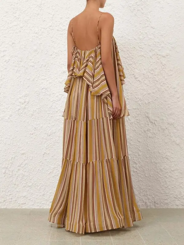 Zimmermann Rebellion Mustard Stripe Maxi Dress - Yellow