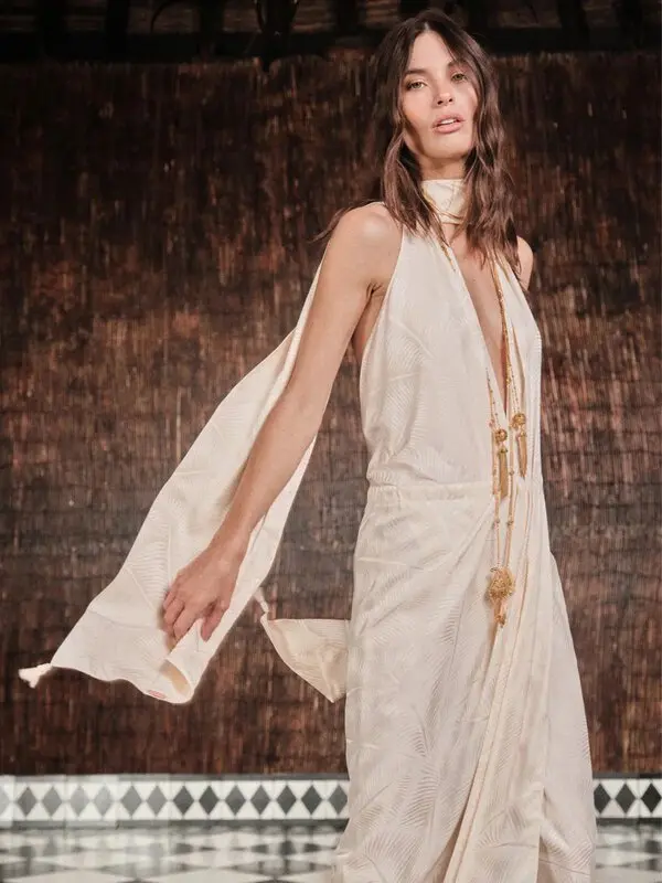 Johanna Ortiz Wildly Beautiful Halter Dress - Beige