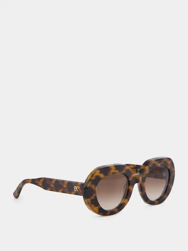 EMMANUELLE KHANH Love Tortoiseshell Oval Sunglasses