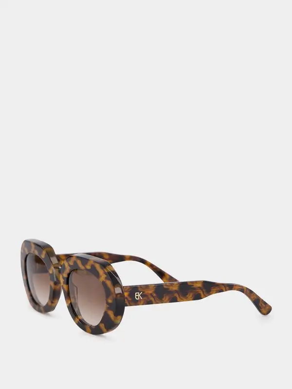 EMMANUELLE KHANH Love Tortoiseshell Oval Sunglasses