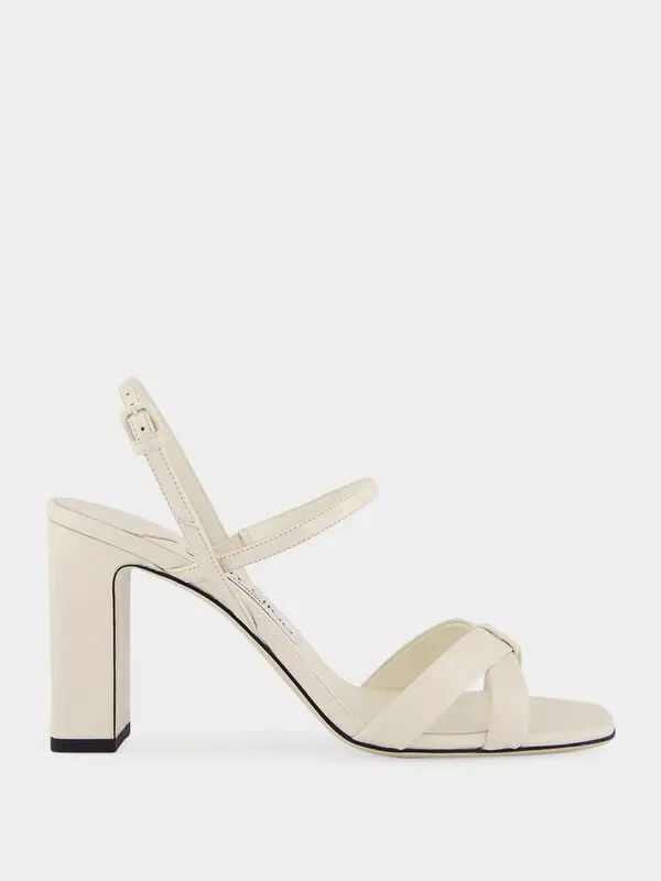 JIMMY CHOO Elsy 85 Nappa Leather Sandals - Cream