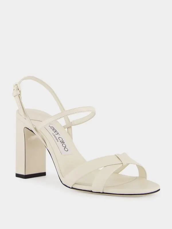JIMMY CHOO Elsy 85 Nappa Leather Sandals - Cream