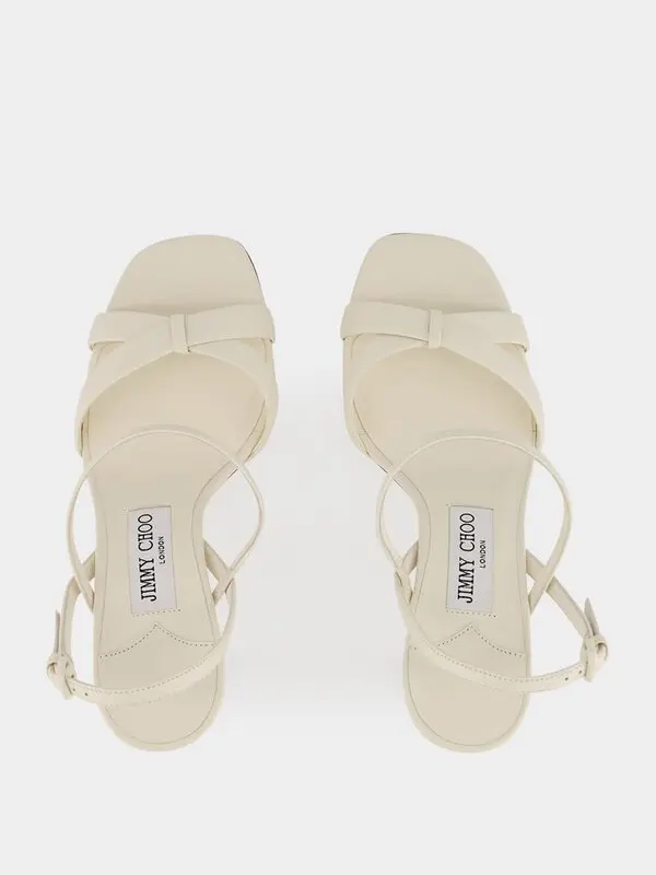 JIMMY CHOO Elsy 85 Nappa Leather Sandals - Cream