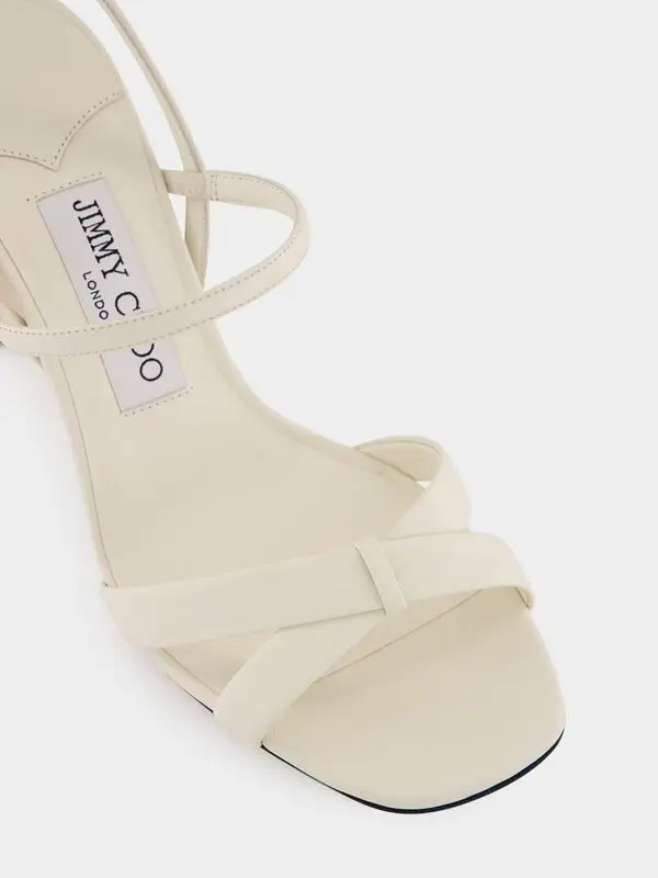JIMMY CHOO Elsy 85 Nappa Leather Sandals - Cream