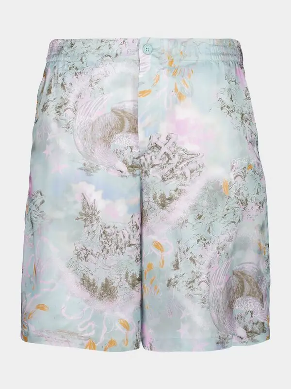 Off-White Printed Cotton Bowling Shorts - Multicolour