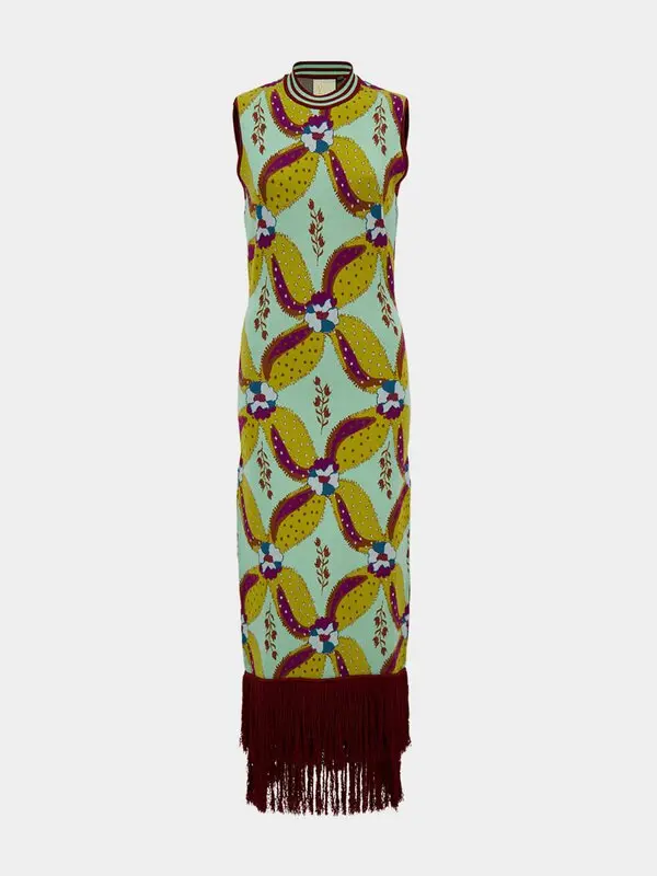 PAULA Vitória Aquageo Jacquard Fringe Dress