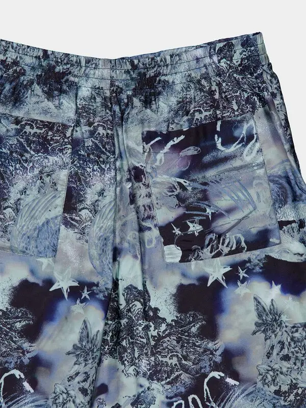 Off-White Printed Viscose Bowling Shorts - Blue