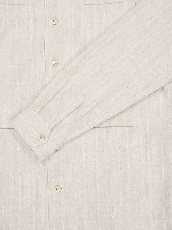 Brunello Cucinelli Rope Cotton And Linen Jacquard Stripe Easy Fit Guayabera