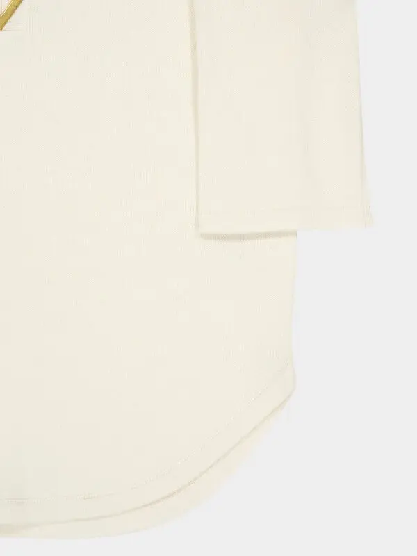 Valentino Garavani Long-sleeve Wool Top With V Detail - Cream