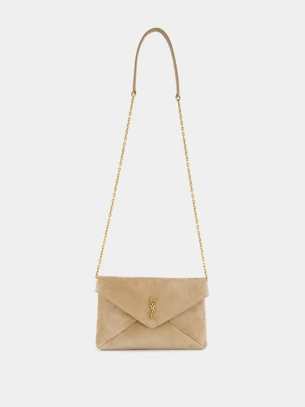 Saint Laurent Cassandre Suede Chain Pouch