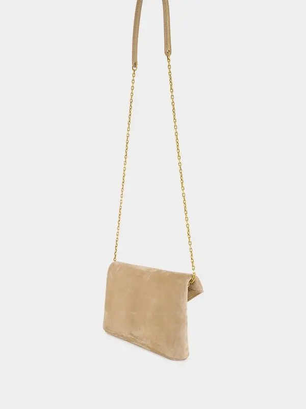 Saint Laurent Cassandre Suede Chain Pouch