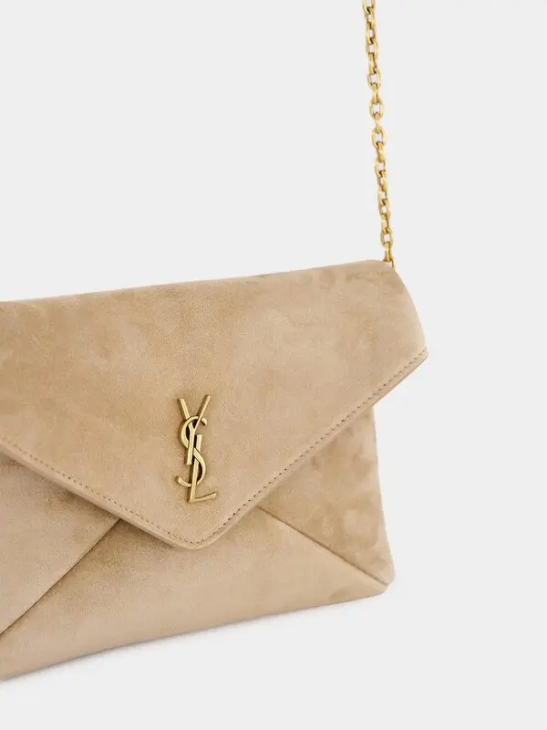 Saint Laurent Cassandre Suede Chain Pouch