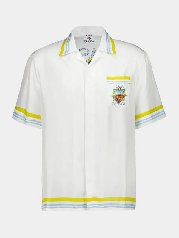 Casablanca Flower Court Silk Tennis Cuban Shirt - Multicolour
