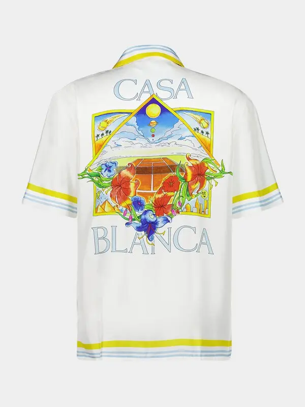 Casablanca Flower Court Silk Tennis Cuban Shirt - Multicolour