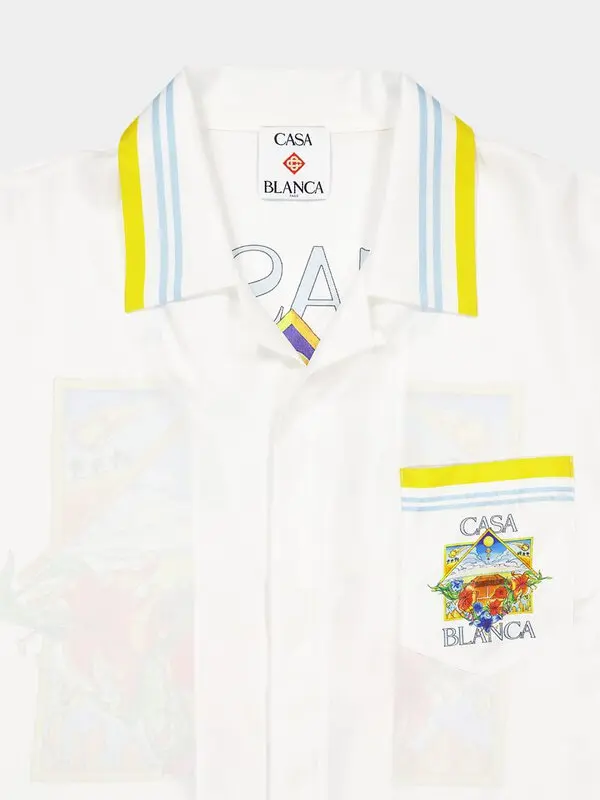 Casablanca Flower Court Silk Tennis Cuban Shirt - Multicolour