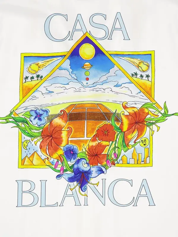 Casablanca Flower Court Silk Tennis Cuban Shirt - Multicolour