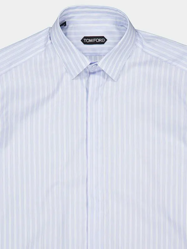 TOM FORD Light And White Striped Cotton Shirt - Blue