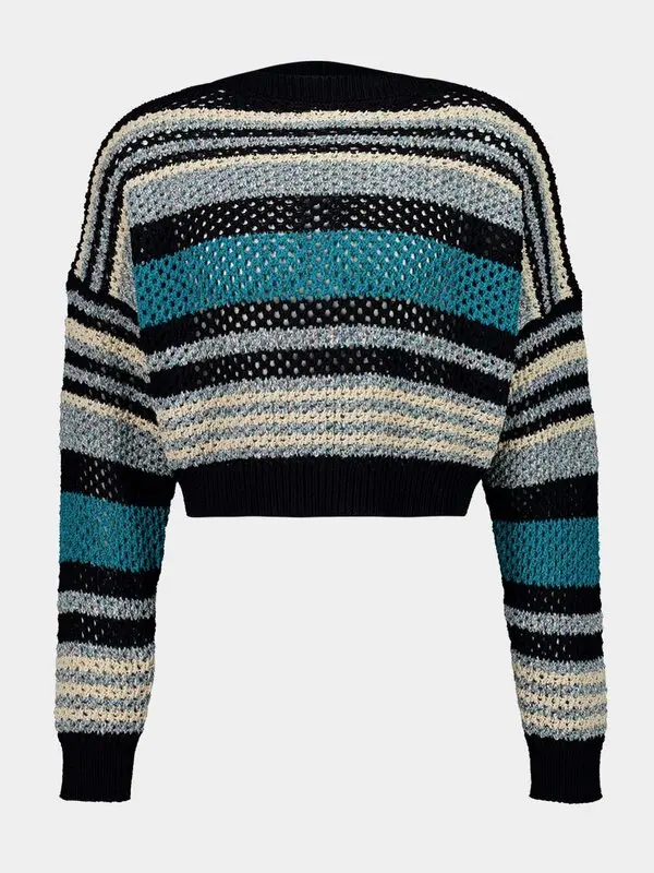 Alanui Black And Teal Ocean Stripes Sweater