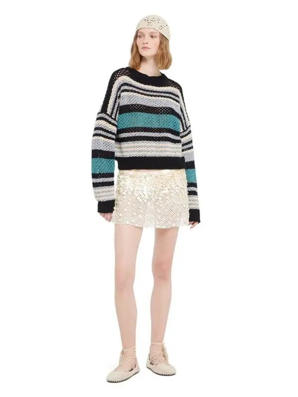 Alanui Black And Teal Ocean Stripes Sweater