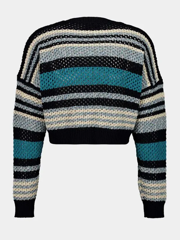 Alanui Black And Teal Ocean Stripes Sweater