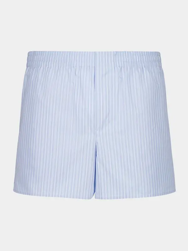 AMI Paris Striped Cotton Shorts - Blue