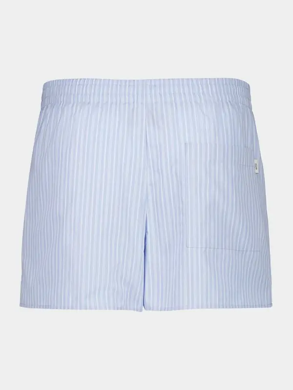 AMI Paris Striped Cotton Shorts - Blue