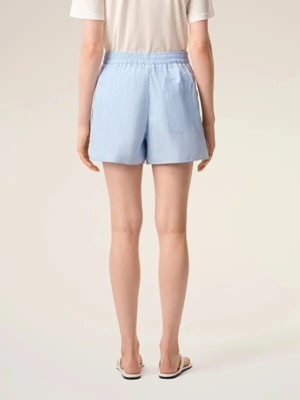 AMI Paris Striped Cotton Shorts - Blue