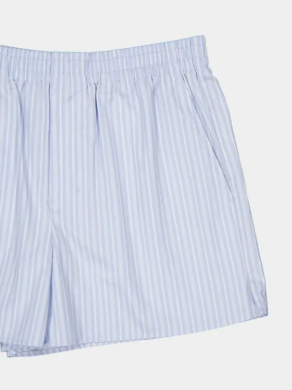 AMI Paris Striped Cotton Shorts - Blue