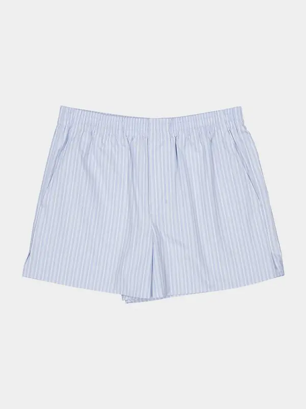 AMI Paris Striped Cotton Shorts - Blue