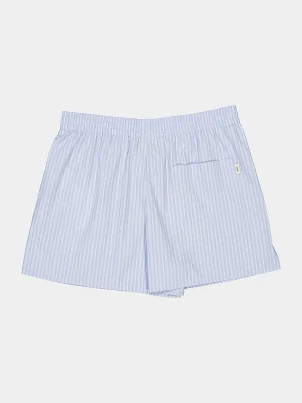 AMI Paris Striped Cotton Shorts - Blue