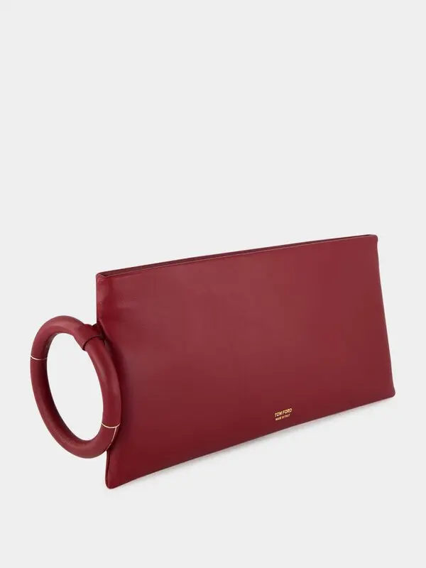 TOM FORD Aura Nappa Leather Clutch - Red