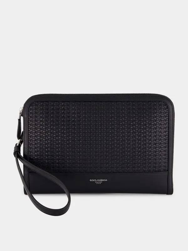 Dolce & Gabbana Woven Calfskin Clutch Bag - Black