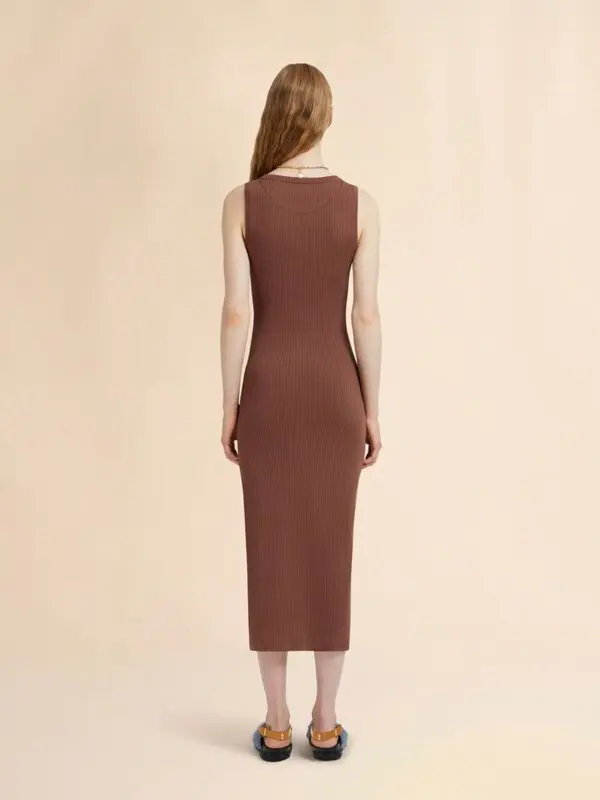 Marni Ribbed Cotton Midi Dress - Brown