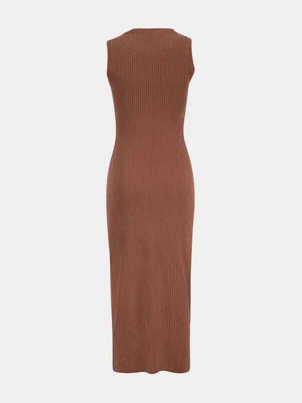 Marni Ribbed Cotton Midi Dress - Brown