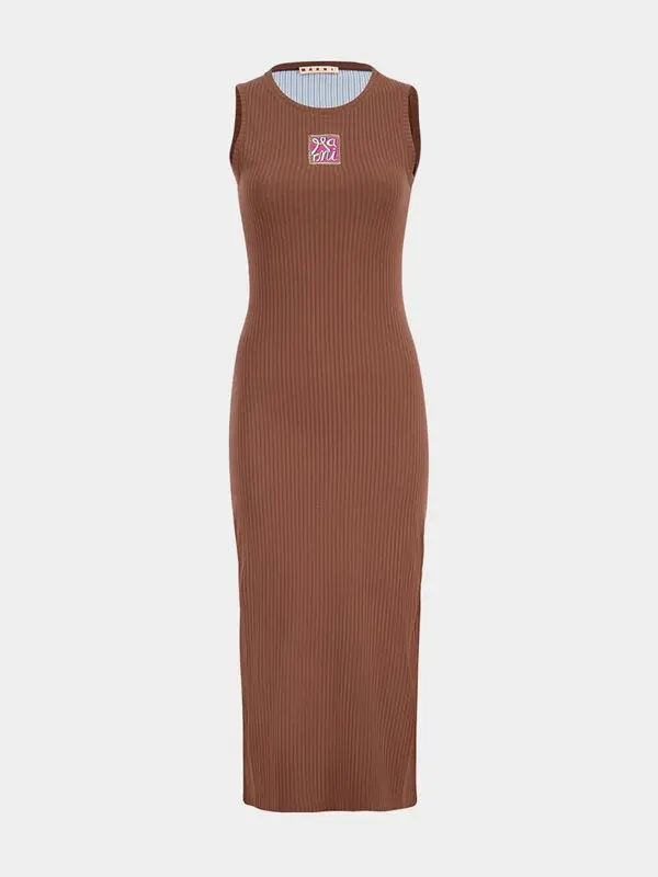 Marni Ribbed Cotton Midi Dress - Brown