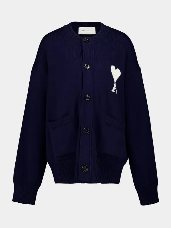AMI Paris De Coeur Wool Cardigan