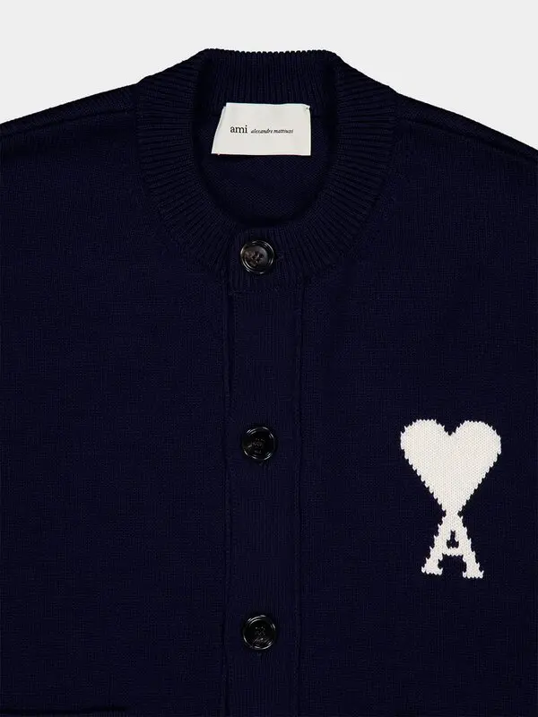 AMI Paris De Coeur Wool Cardigan